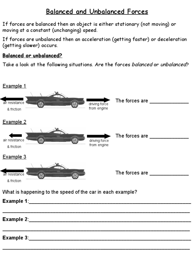 Balanced and Unbalanced Forces | PDF | Friction | Force