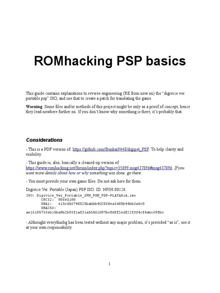 ROMhacking PSP Basics | PDF