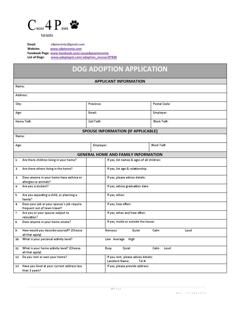 1 Application c4p | PDF | Dog Training