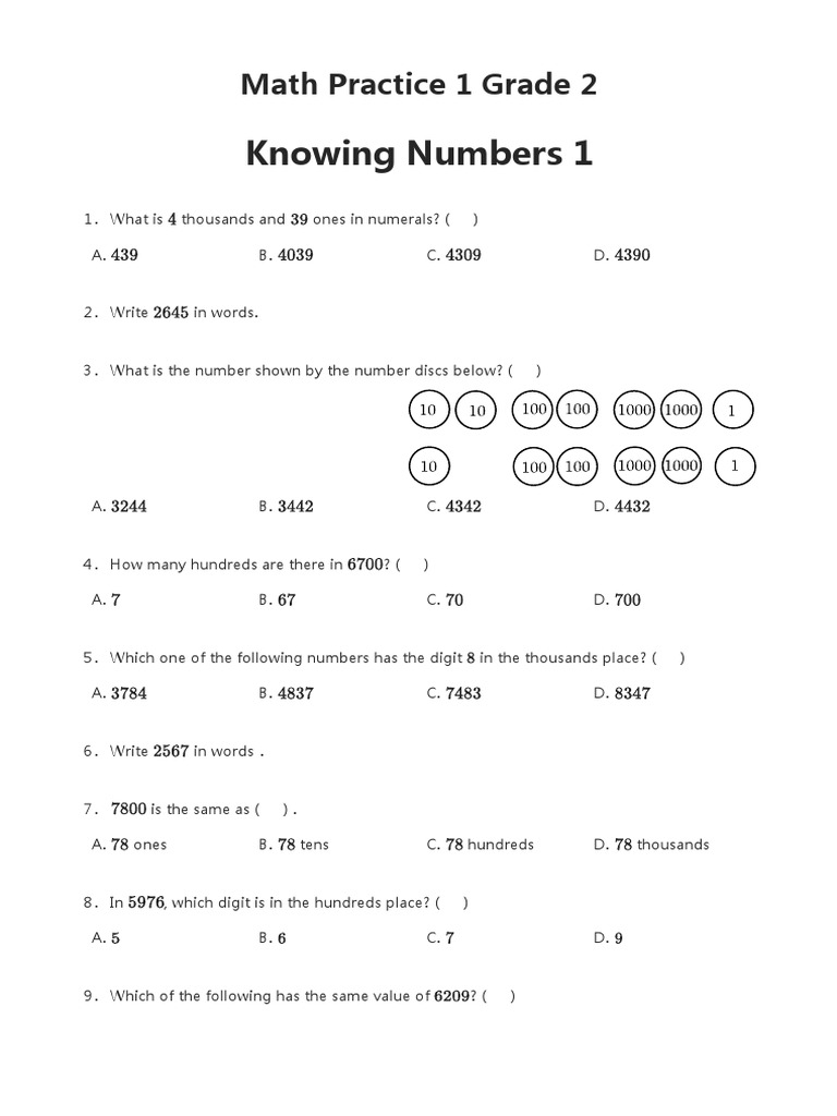 Math Practice 1 Grade 2 | Download Free PDF | Notation | Naming Conventions