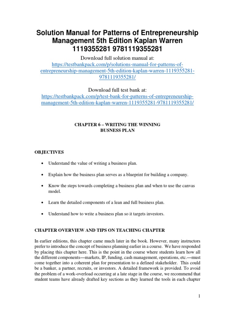 Patterns of Entrepreneurship Management 5th Edition Kaplan Solutions ...