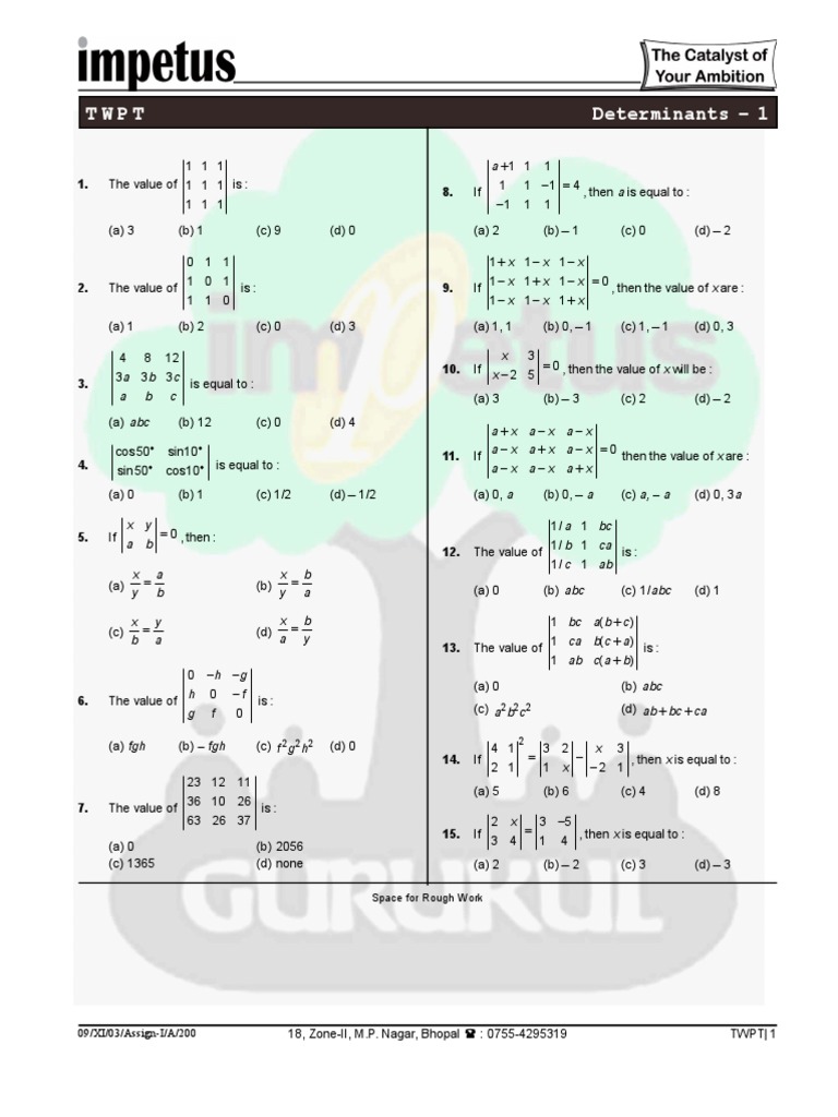 TWPT - Determinant - 01 (27.07 - 21468228 | PDF TWPT - Determinant - 01 (27.07 - 21468228 | PDF