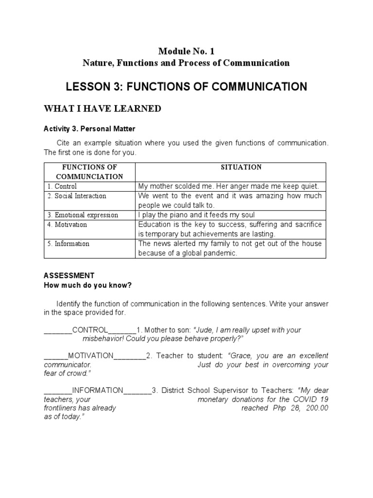 (Template) Module No.1 Lesson 3 Activity-Assignment | PDF