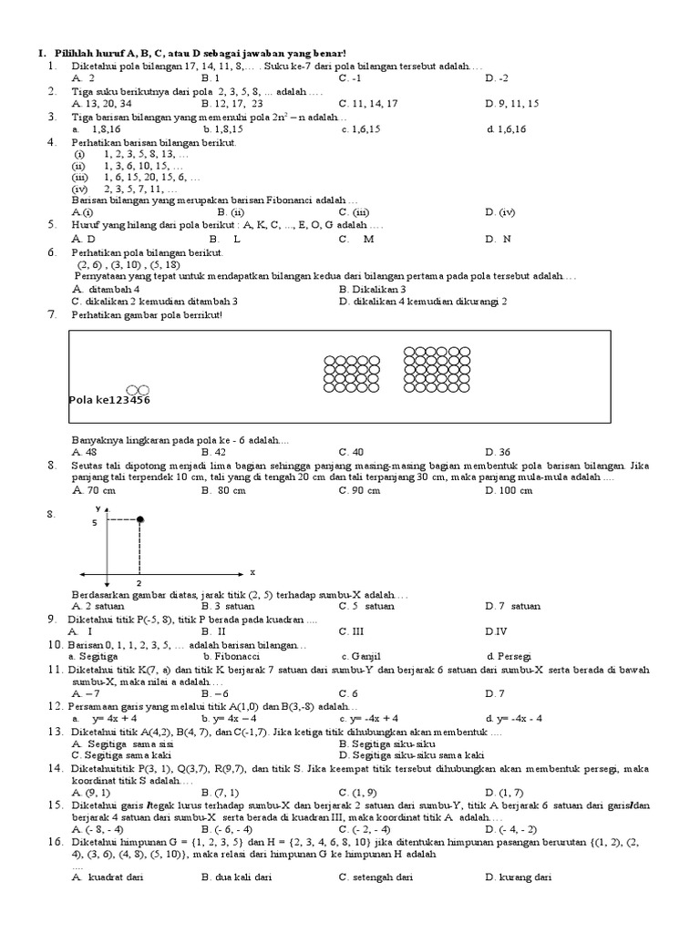 SOAL PAS MTK KLS 8 Latihan | PDF