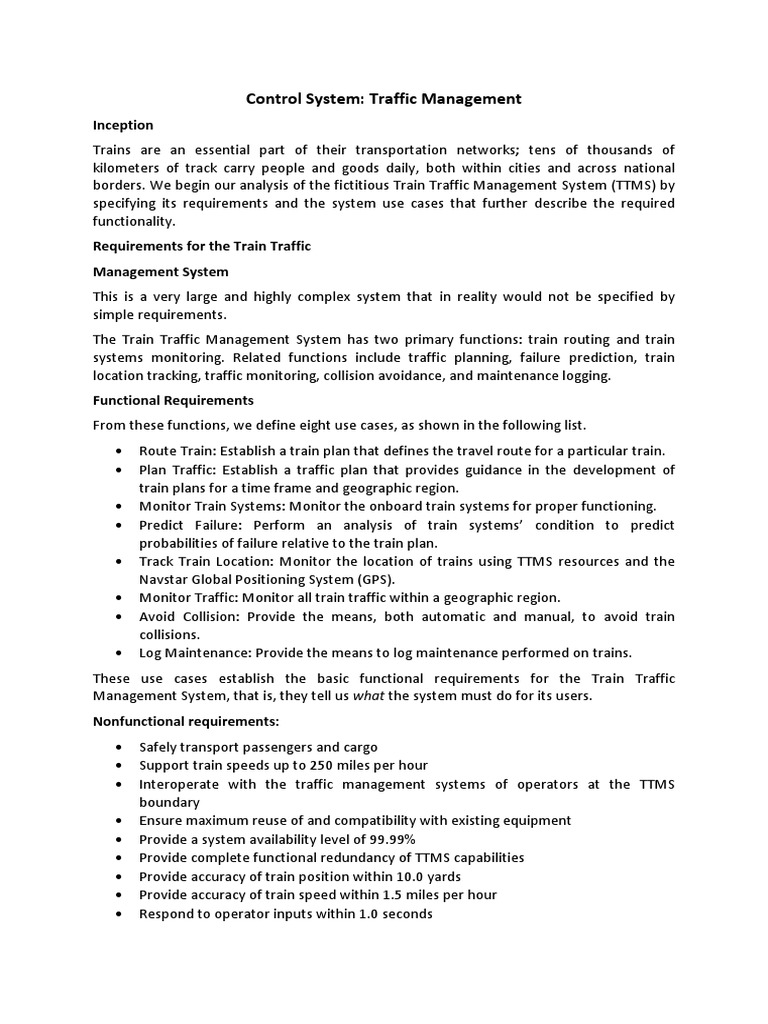 Control System - Traffic Management System | PDF