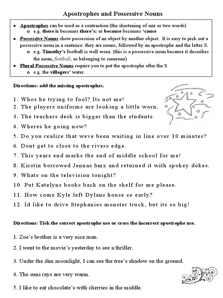 Apostrophe Worksheet | PDF