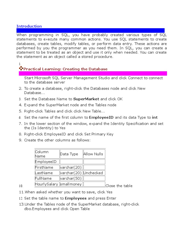 Practical Learning Creating The Database Pdf Parameter Computer 1626