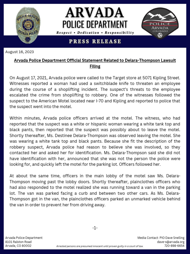 American Motel PR (FINAL) | PDF | Police | Deadly Force