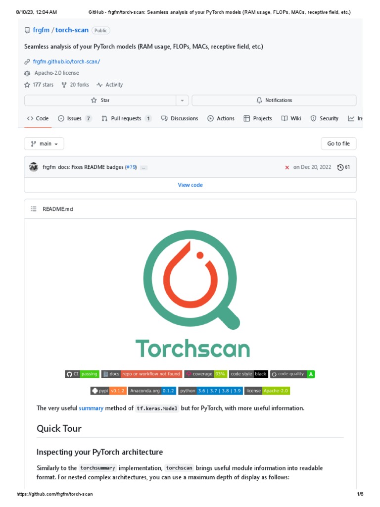 GitHub - FRGFM - Torch-Scan - Seamless Analysis of Your PyTorch Models (RAM Usage, FLOPs, MACs ...