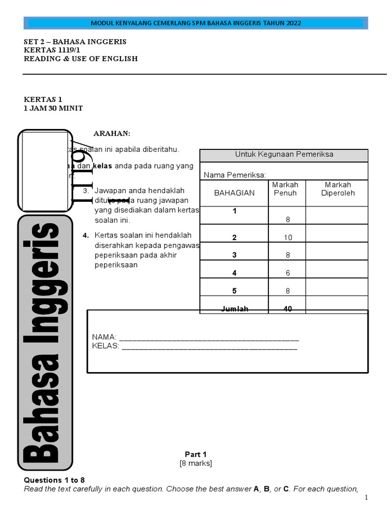 Modul Guru (Kertas 1 Reading) | PDF