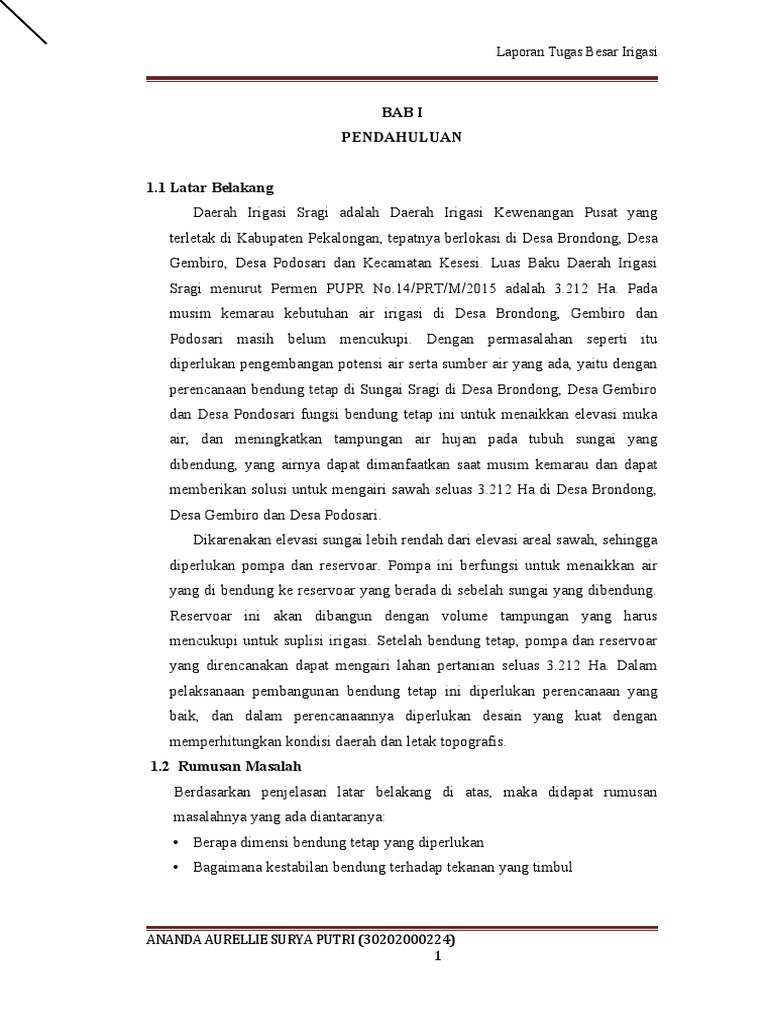 Tubes Irigasi Ananda Aurellie Bab 1-7 | PDF