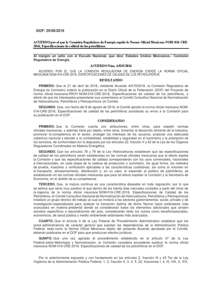 Nom-016-Cre-2016 | PDF | Derecho | Tecnología
