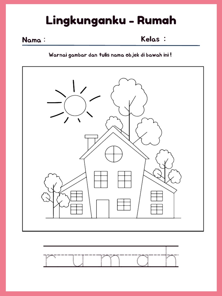 Lembar Kerja TK Tema Lingkunganku Mewarnai Merah Sederhana | PDF