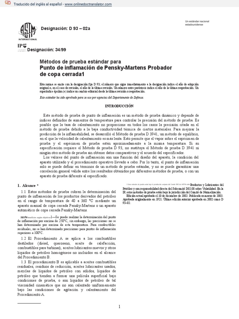 Norma ASTM D93.en - Es | PDF