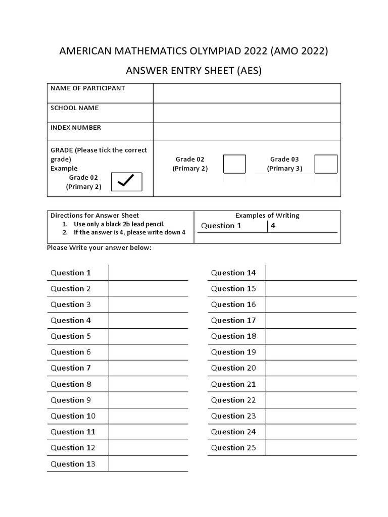 AMO P2 - P3 Answer List | PDF