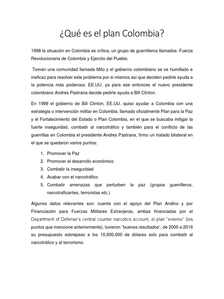 Plan Colombia | PDF