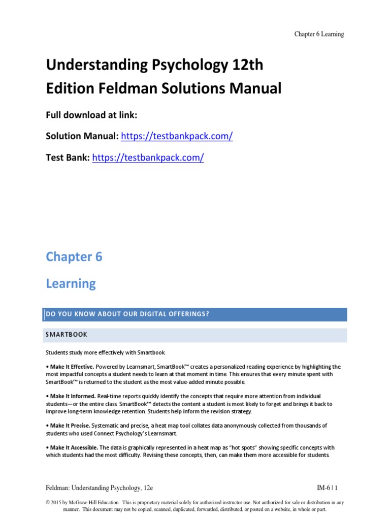Understanding Psychology 12th Edition Feldman Solutions Manual 1 | PDF