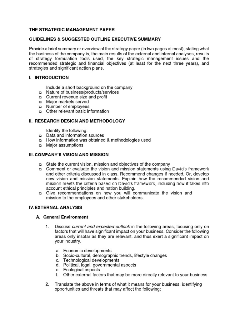The Strategic Management Paper | PDF