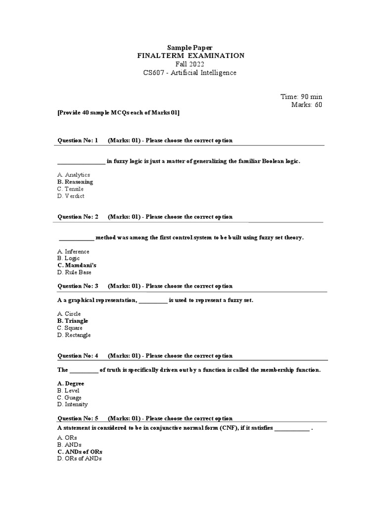 Final Compiled Sample Paper CS607 | PDF