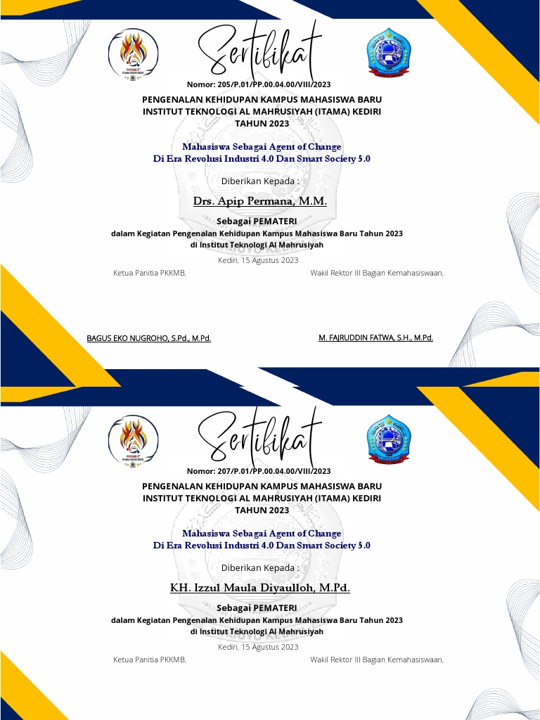 Sertifikat Pemateri | PDF