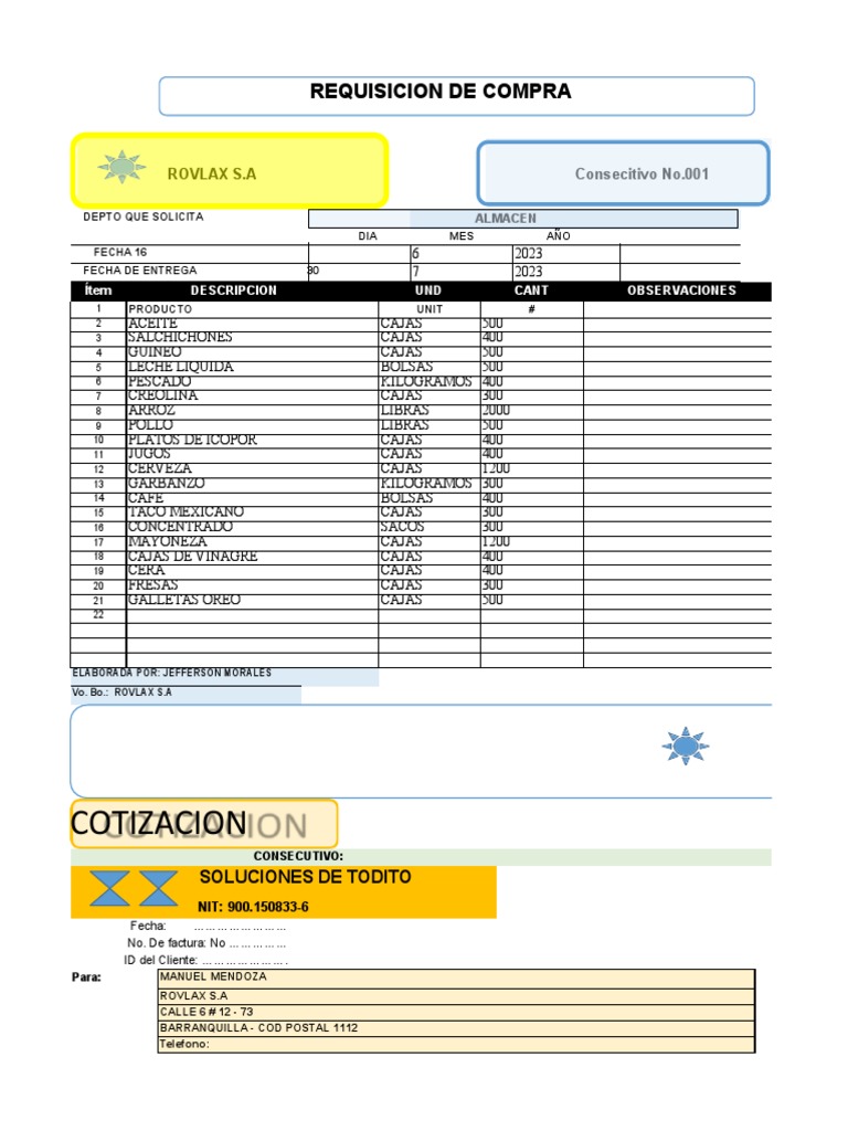 Requisicion Orden de Compra y Cotizacion | PDF