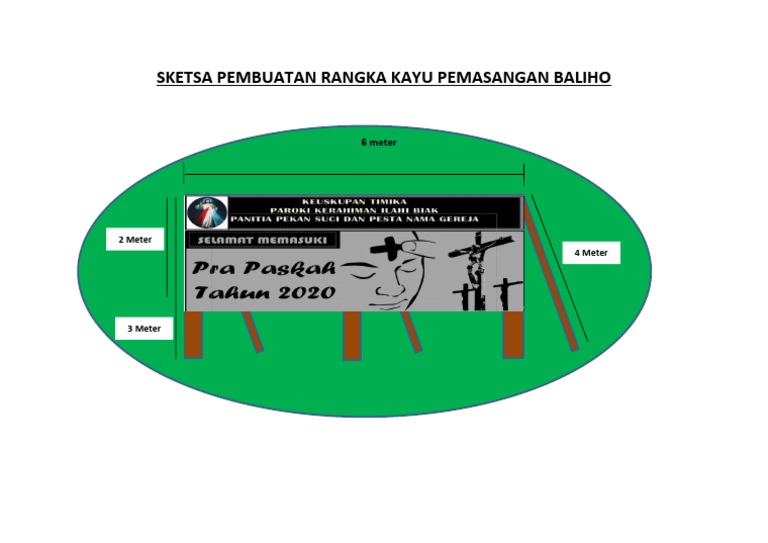 Sketsa Pembuatan Rangka Kayu Pemasangan Baliho | PDF