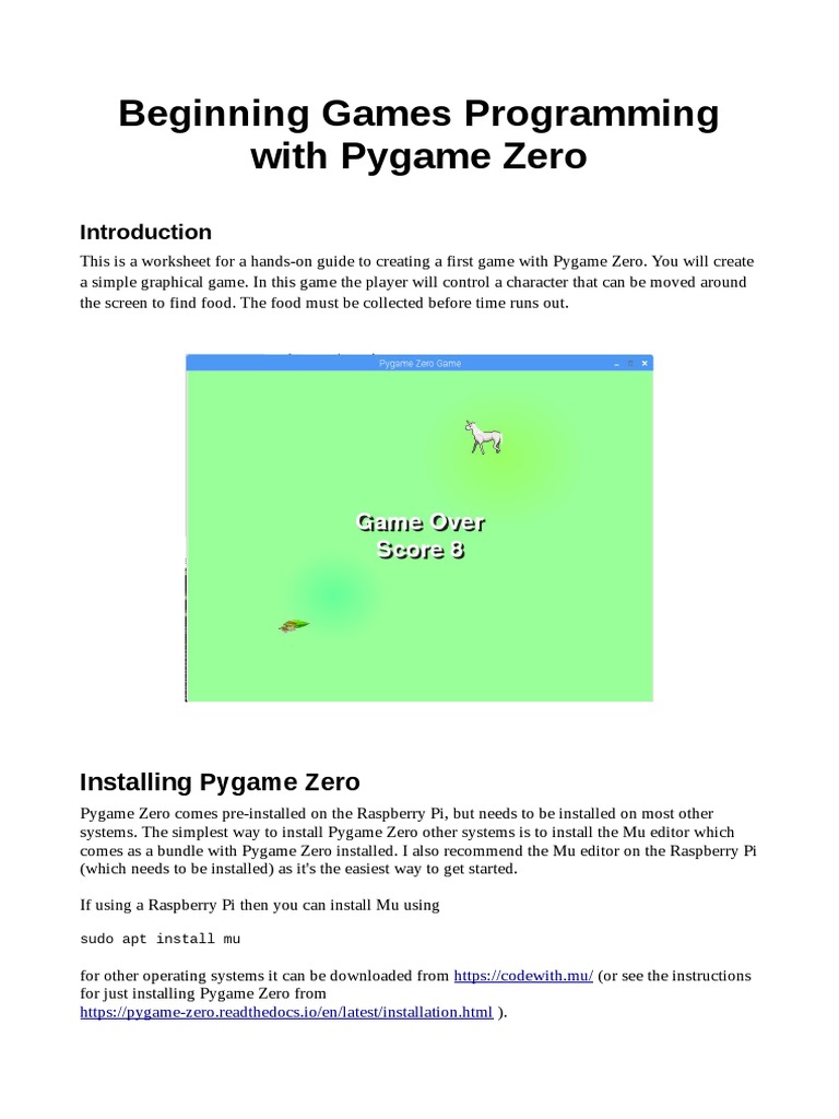 Pgzero-Game-Worksheet Work | PDF