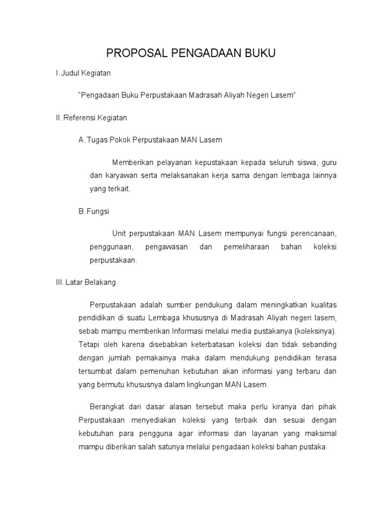Proposal Pengadaan Buku | PDF | Ilmu Sosial
