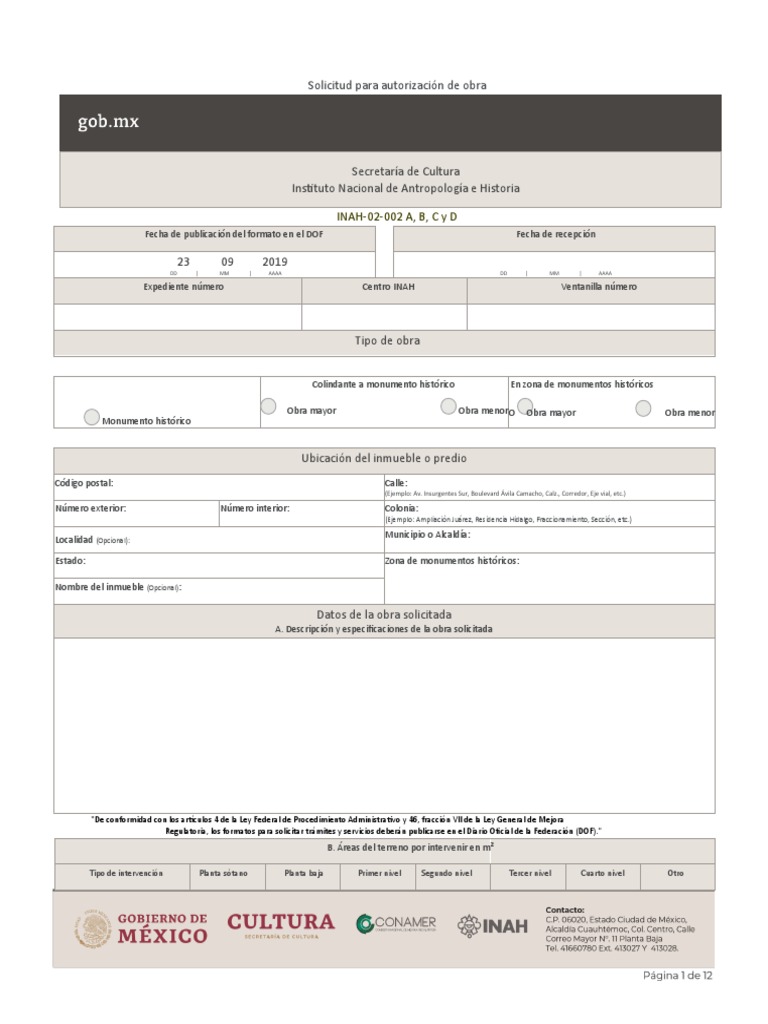 Inah-02-002 Abcd Obra Mh Cmh Zmh 2019 Word | PDF
