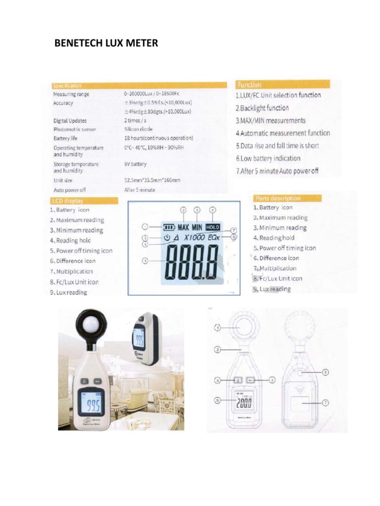 Benetech Lux Meter Manual | PDF
