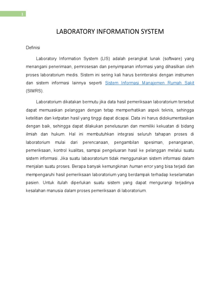 Laboratory Information System | PDF