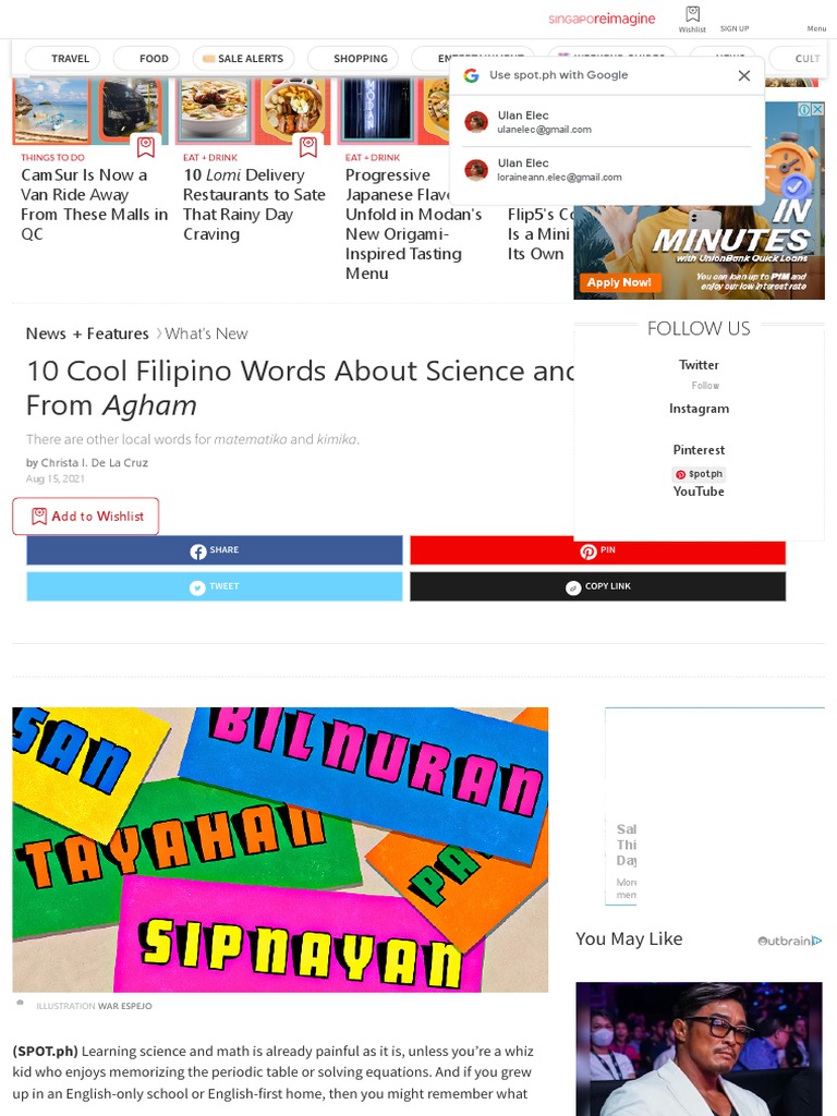 Cool Filipino Words, Filipino Translations For Science and Math | PDF