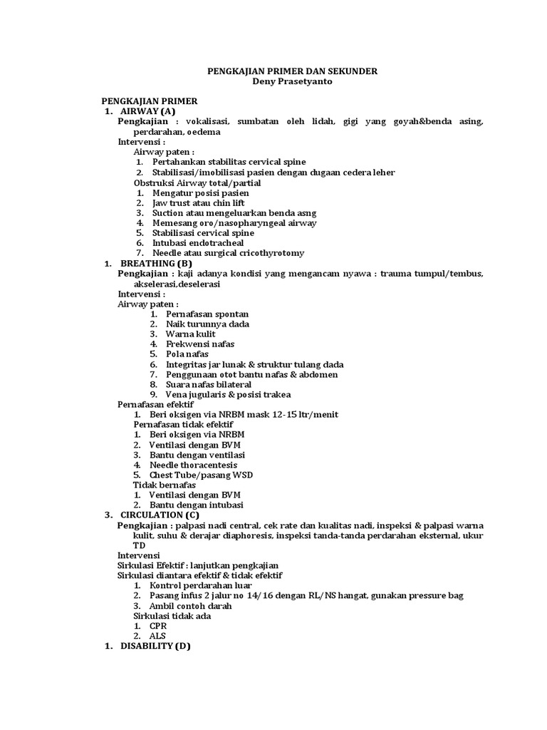 Pengkajian Primer Dan Sekunder | PDF
