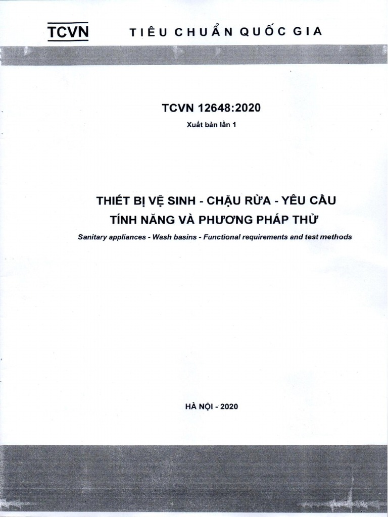 TCVN 12648-2020 Thiết bị vệ sinh - Chậu rửa - TCTN và PPT_0001 | PDF