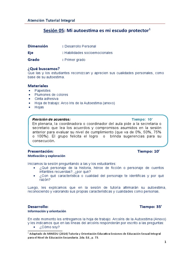 ATI1 - S05 - Dimensión Personal MI AUTOESTIMA ES MI ESCUDO PROTECTOR | PDF