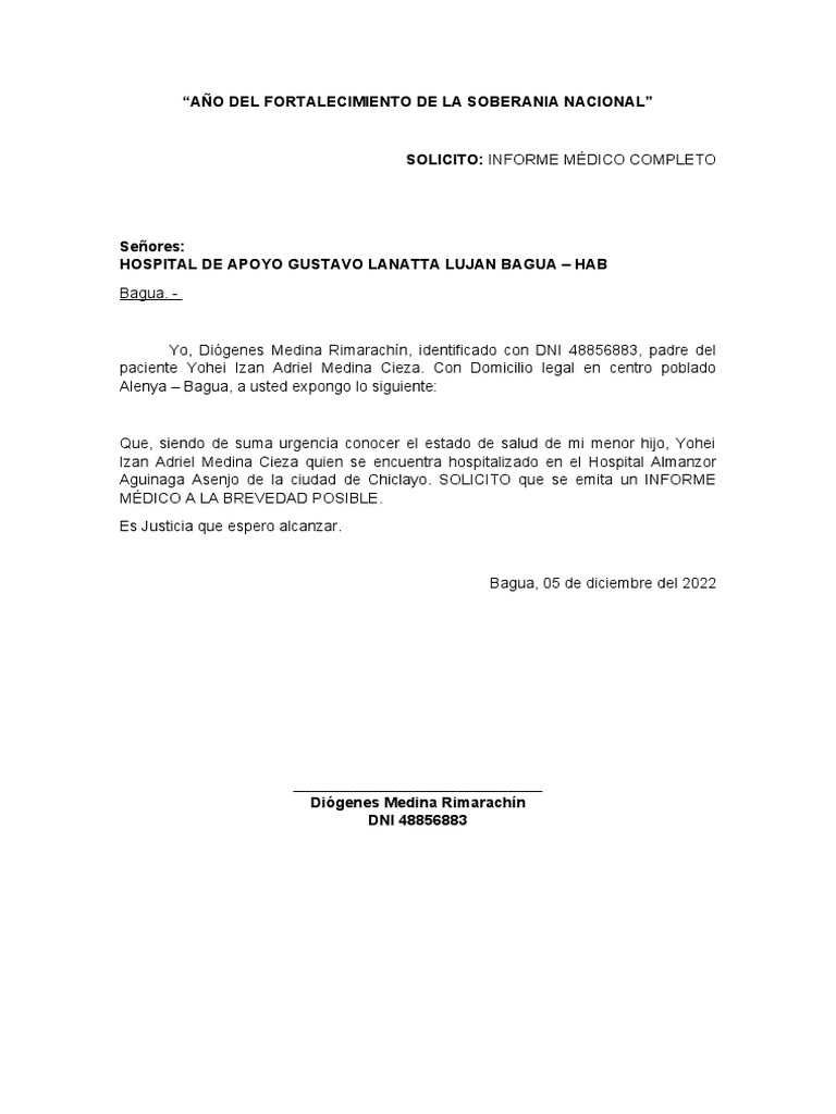 Solicitud de Informe Medico | PDF