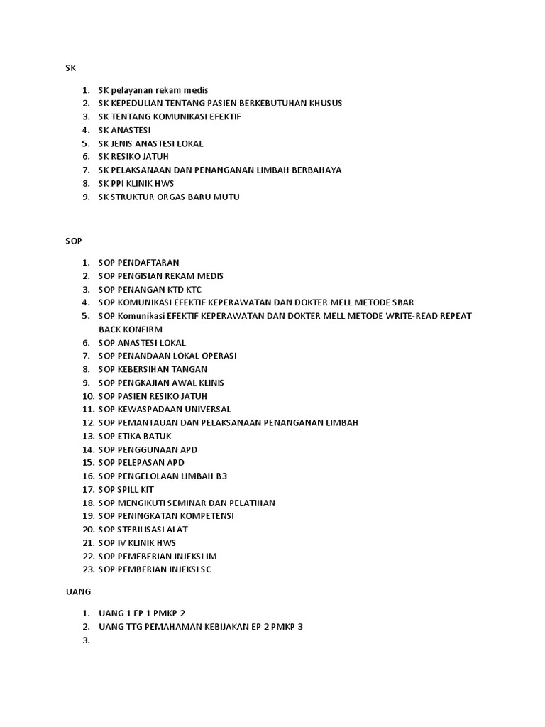 Sop Dan SK Pokja PMKP | PDF