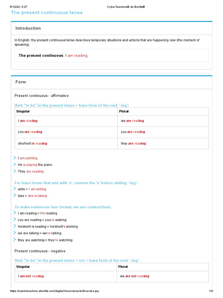 Present Continuous | PDF