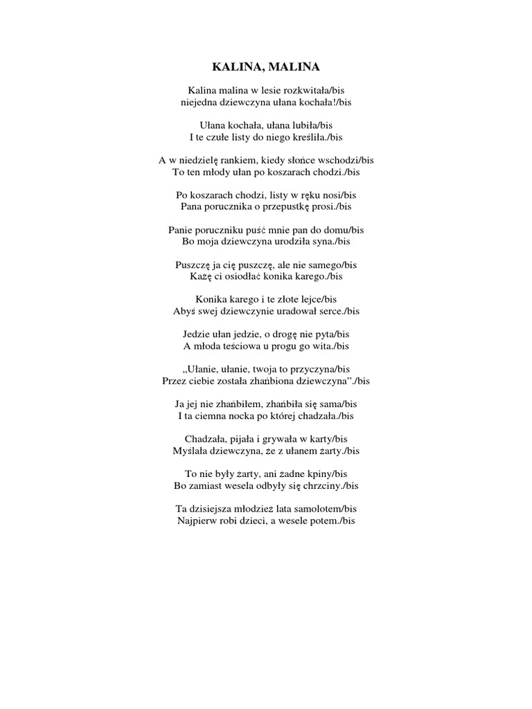 Kalina Malina Lyrics | PDF
