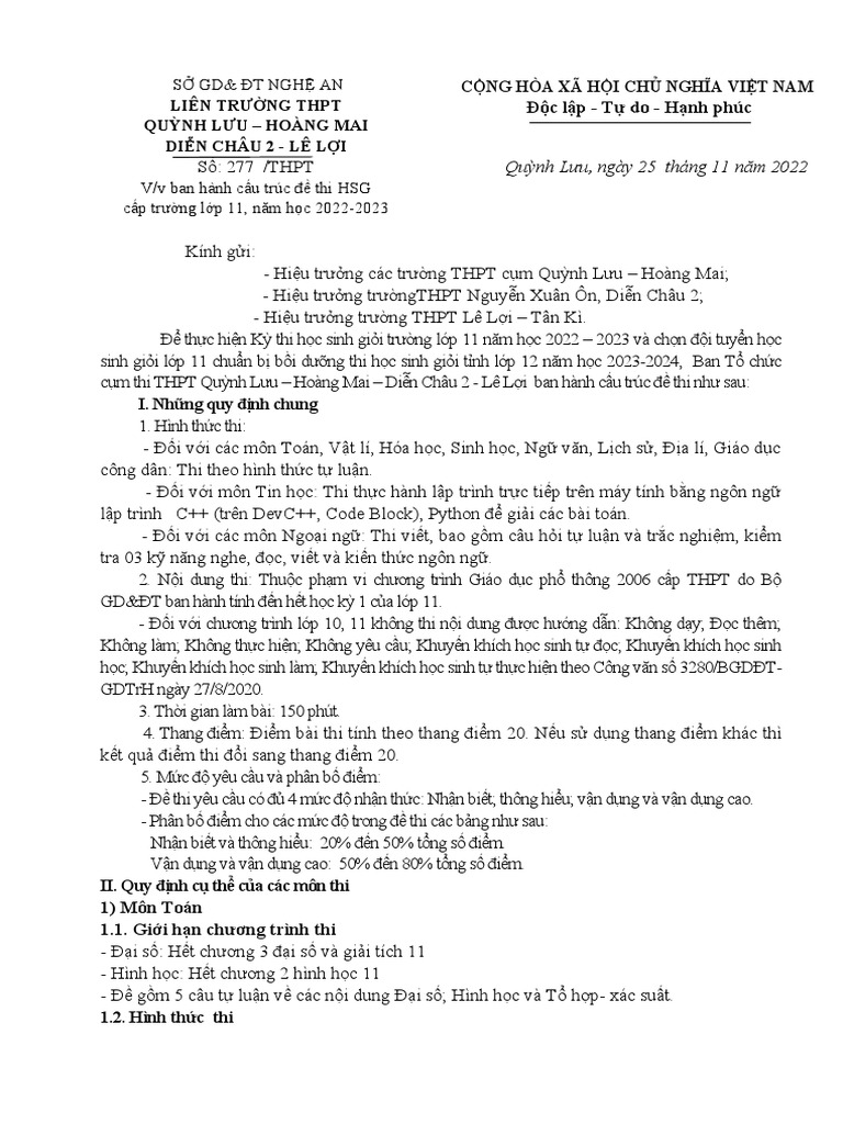 CAU TRUC DE HSG TRUONG KHOI 11 Dieu Chinh | PDF