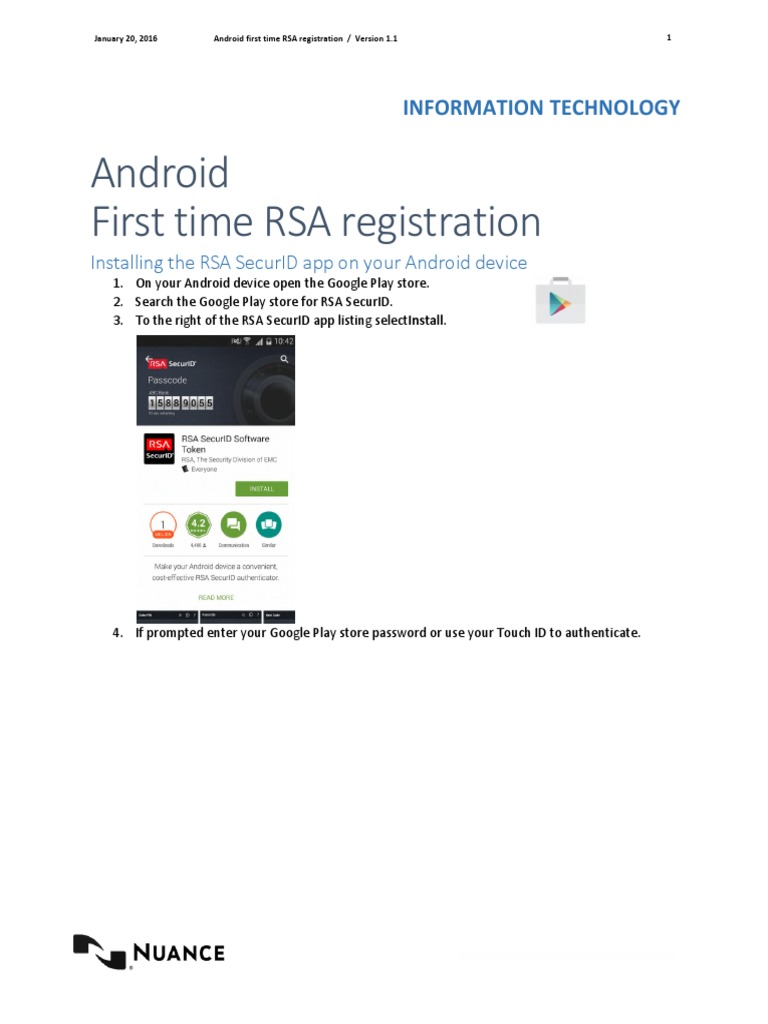 RSA SecurID App Setup for Android | PDF | Computers