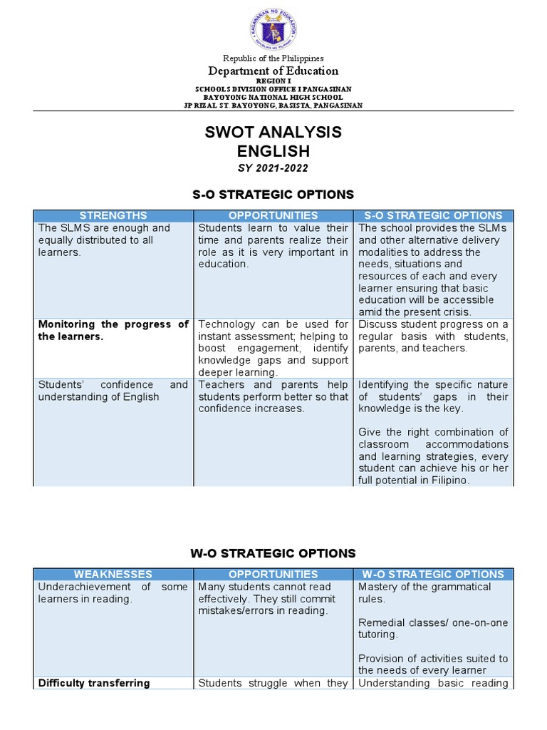 ENGLISH-SWOT-ANALYSIS | PDF