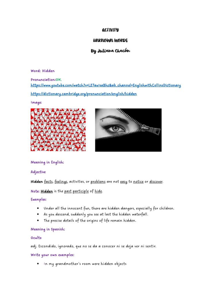 Activity Unknown Words PDF