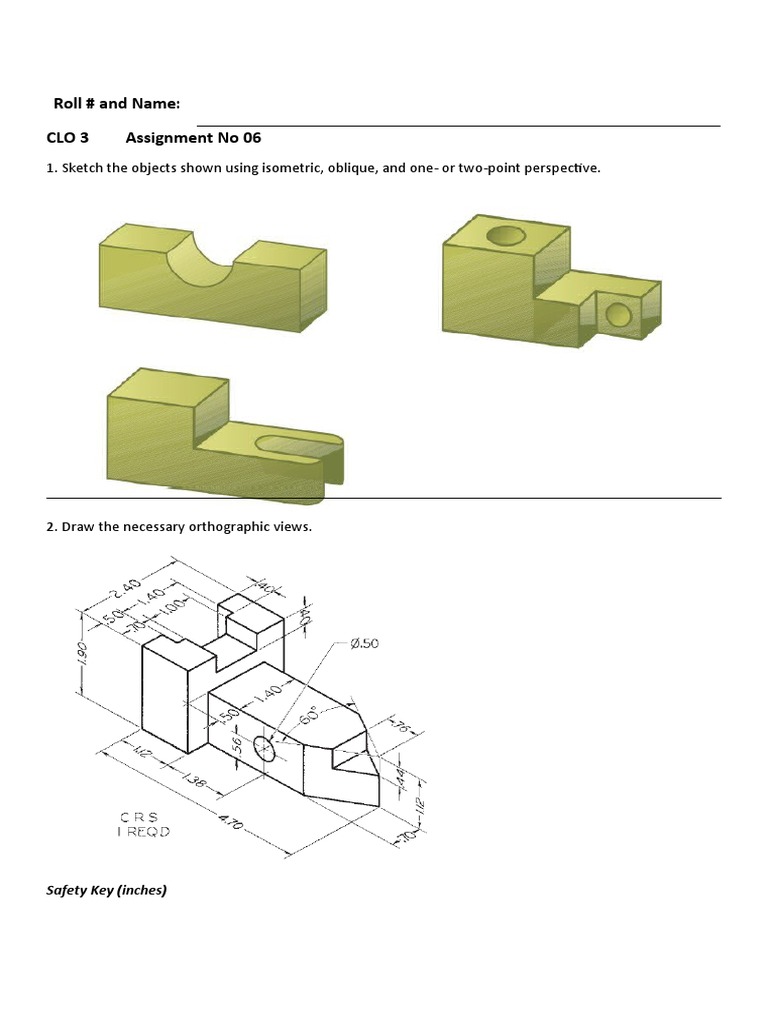 Assignment 06 Multiview Orthographic Projection | PDF
