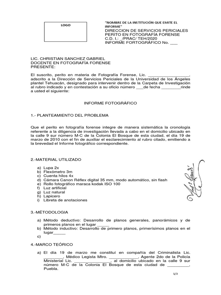 Informe Fotografico ejem | PDF