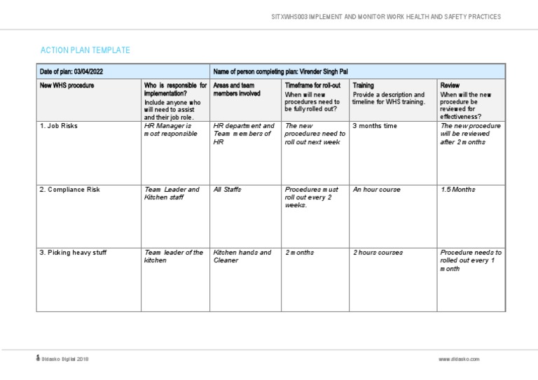 T-3 Assessment C_Action plan template (2) | PDF