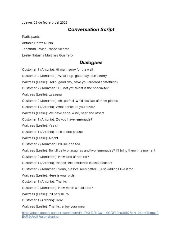 Conversation Script-1 | PDF