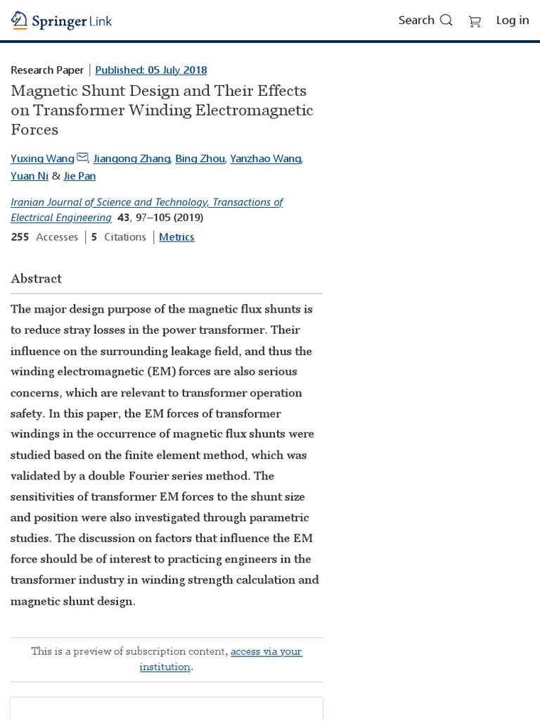 Magnetic Shunt Design and Their Effects On Transformer Winding ...