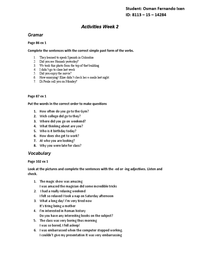 Activities Week 2 | PDF