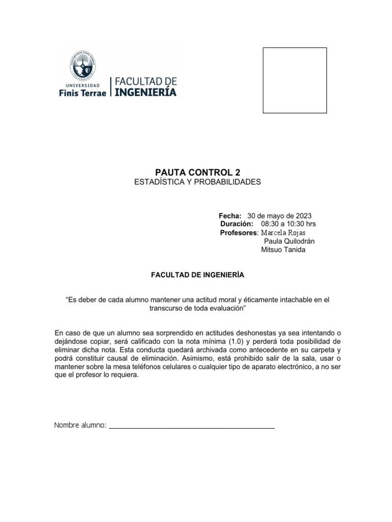 PAUTA Control2 Estadsitica-2023-1 | PDF